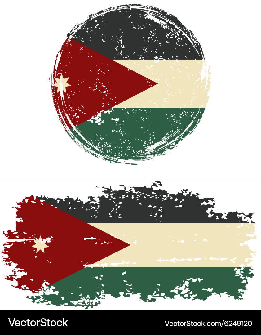 Jordan round and square grunge flags Royalty Free Vector