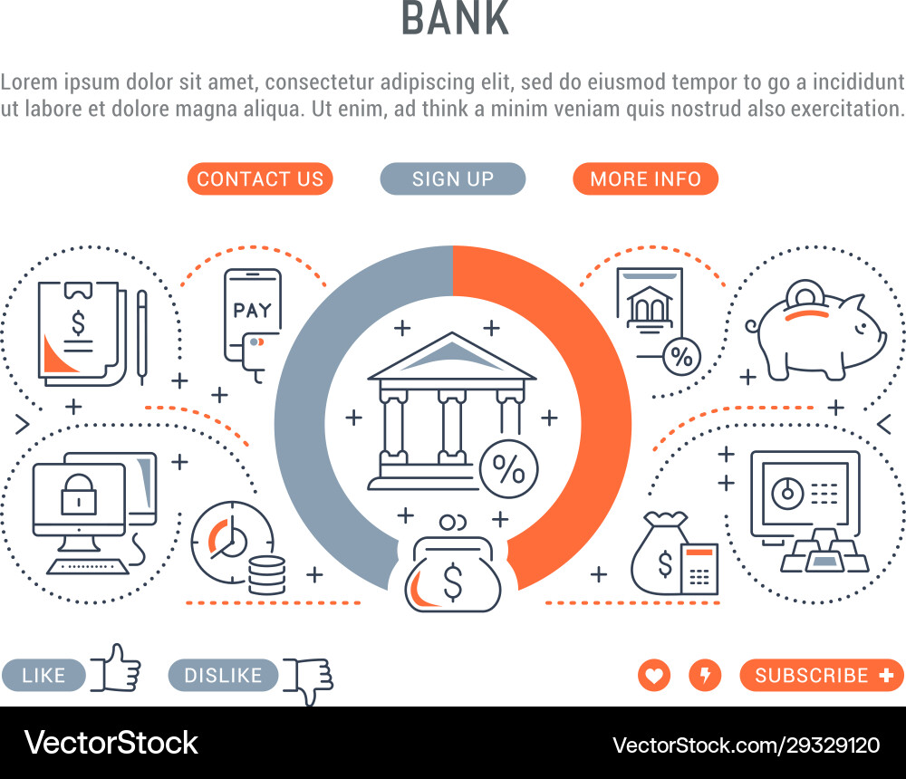 Linear banner bank Royalty Free Vector Image - VectorStock