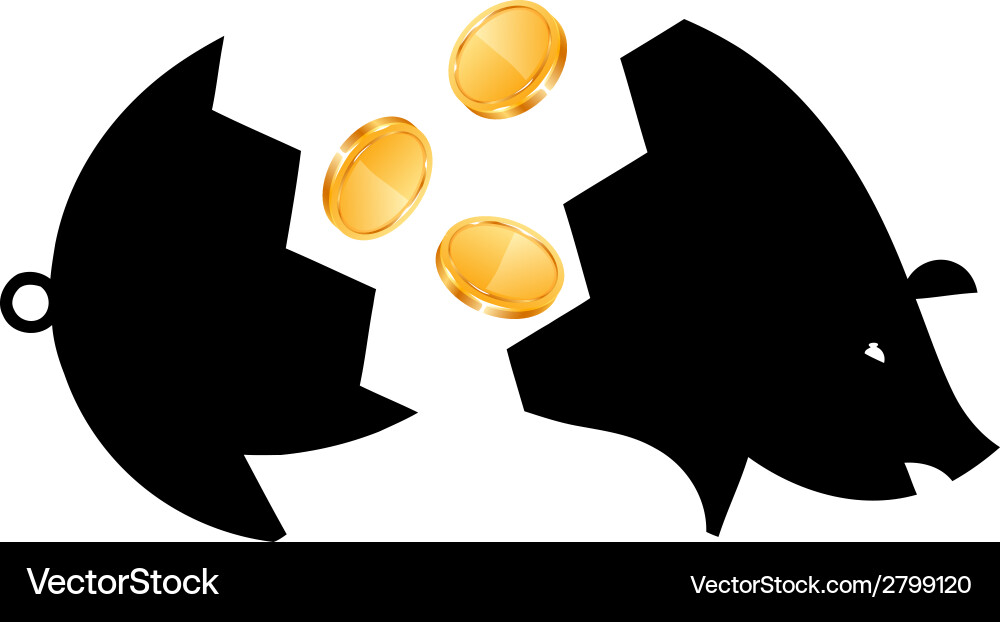Money saving bank break Royalty Free Vector Image