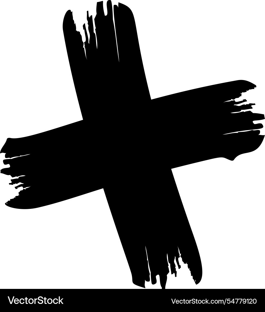 Plus hand-drawn sign cross brushstroke Royalty Free Vector