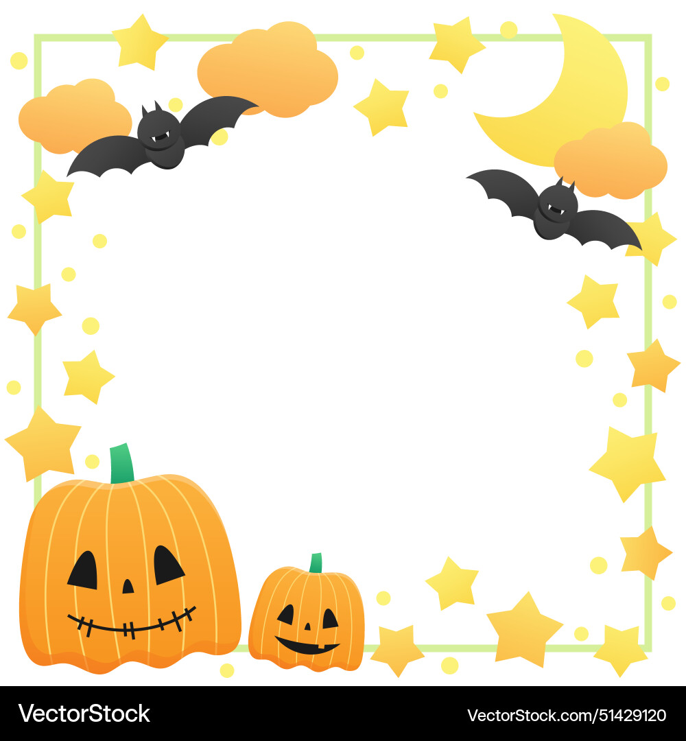 Pumpkin halloween frame 1 Royalty Free Vector Image