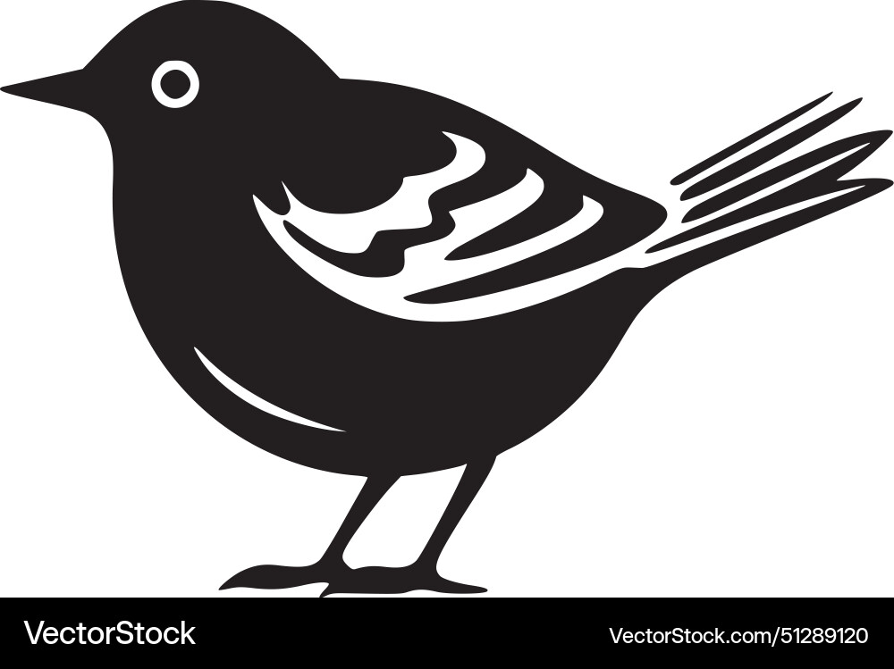 Robin bird - black and white isolated icon Vector Image