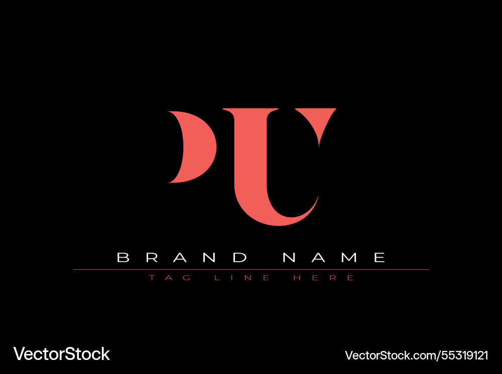 Abstract letter pu minimal logo design template Vector Image