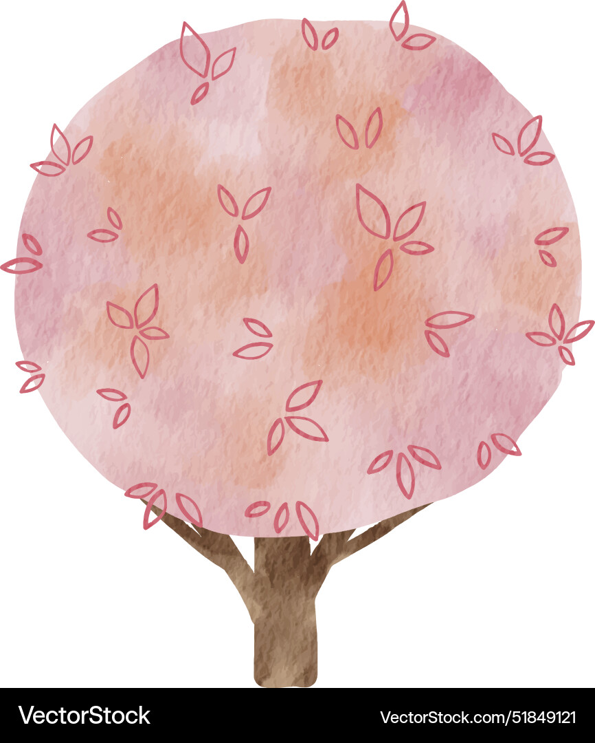 Abstract pink flower tree watercolor Royalty Free Vector