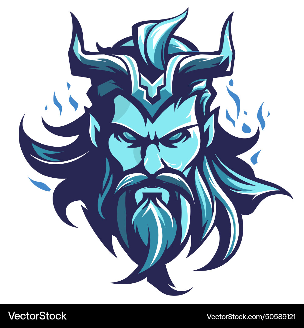 Bearded man god poseidon esport logotype icon Vector Image
