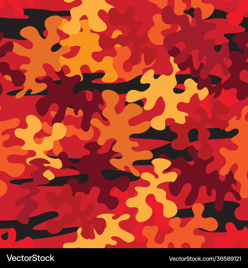 Bold Orange & Red Camo Pattern Royalty Free Vector Image