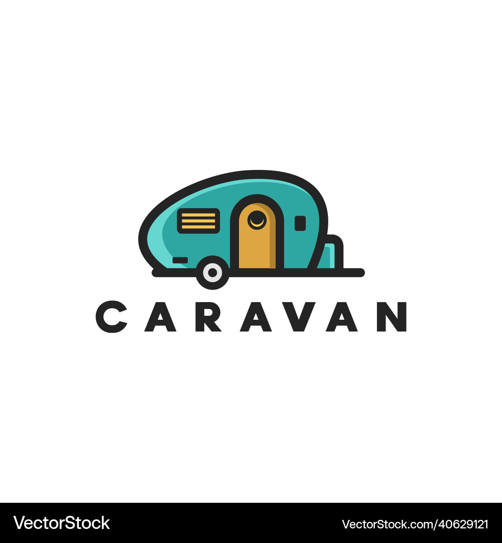 Camper Anhänger Wohnwagen-Logo Lizenzfreies Vektorbild