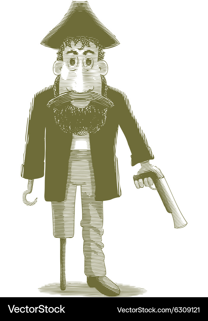 Engraved cartoon pirate Royalty Free Vector Image