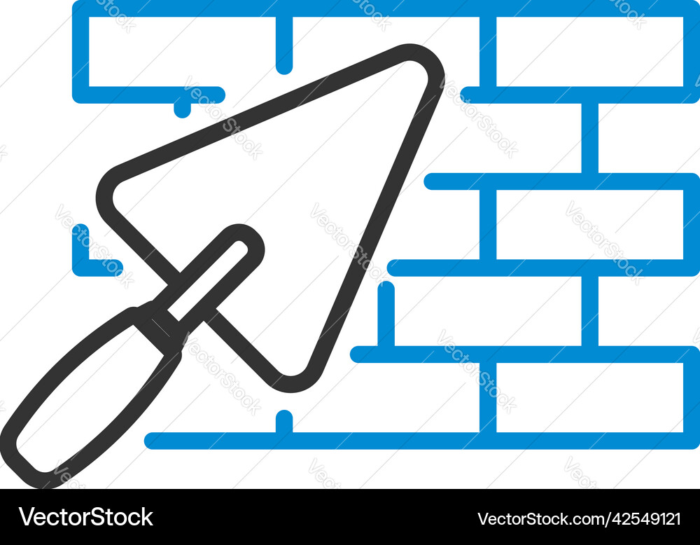 Icon of brick wall with trowel Royalty Free Vector Image