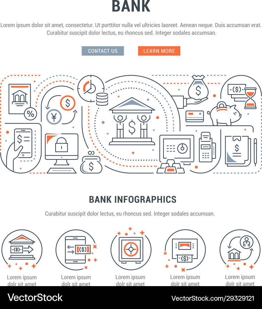 Linear banner bank Royalty Free Vector Image - VectorStock