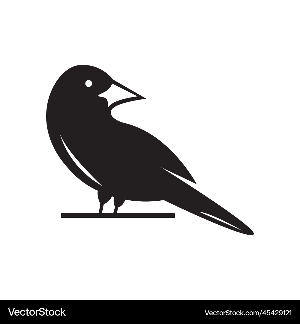 Little bird raven icon logo Royalty Free Vector Image