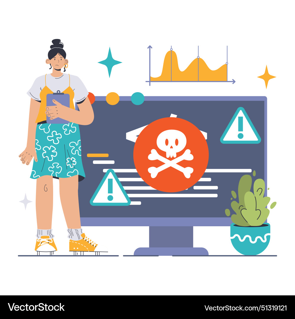 Ransomware attack concept flat Royalty Free Vector Image