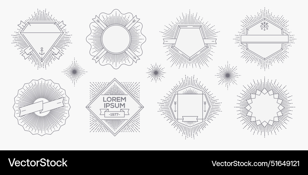 Set of outline heraldic emblems and labels Vector Image
