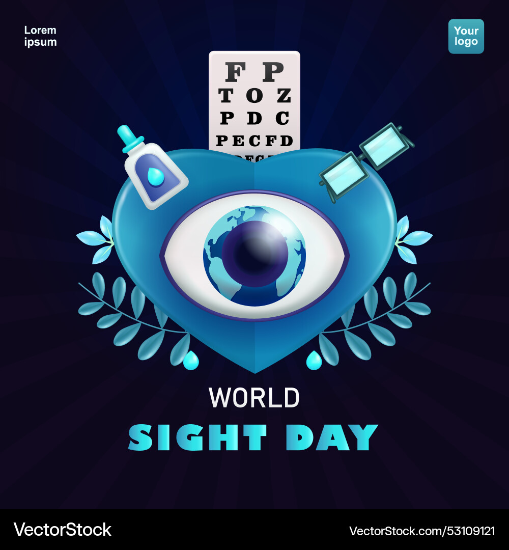 World sight day earth-shaped human eyes eye drops Vector Image
