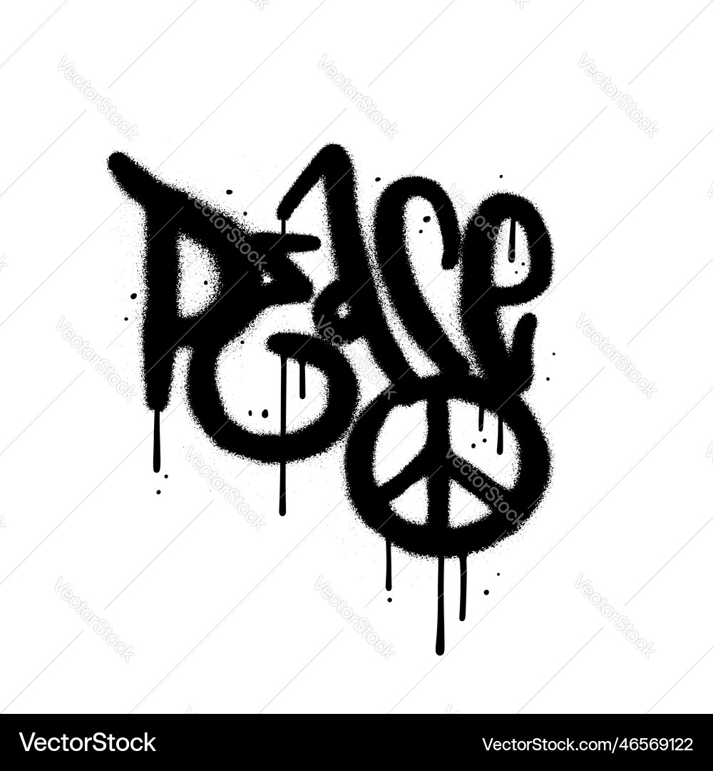 90s Y2K Graffiti Peace Symbol Royalty Free Vector Image