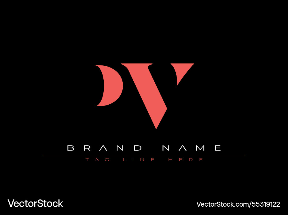 Abstract letter pv minimal logo design template Vector Image
