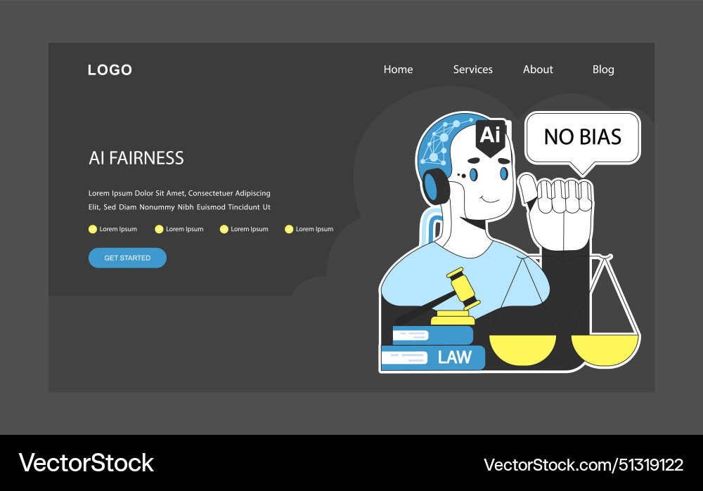 Ai ethics dark or night mode web landing Vector Image