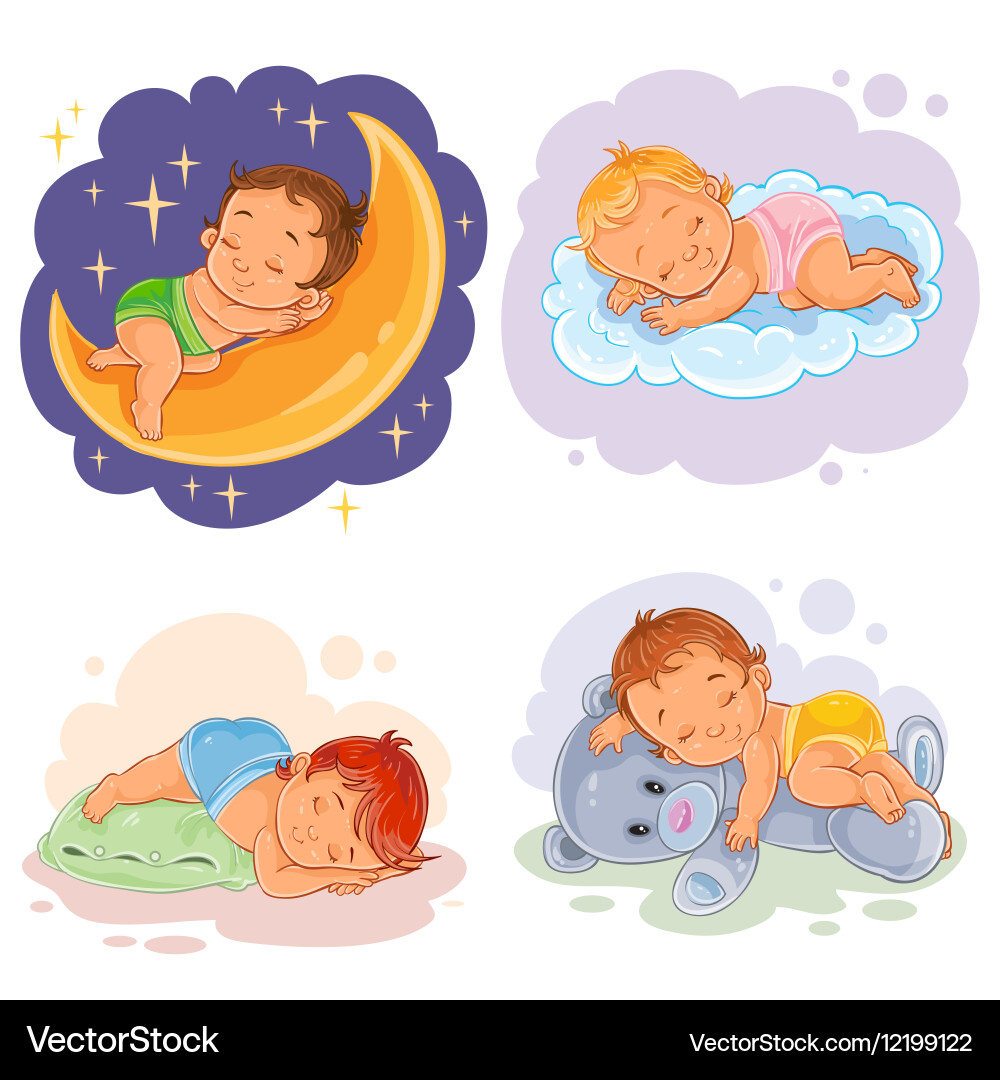 Cute Sleeping Babies Royalty Free Vector Image
