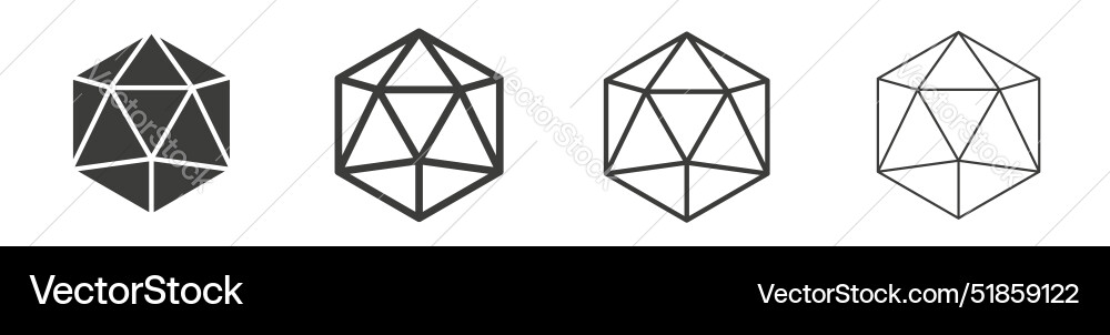 Dice d20 icon set die with 20 sides 3d Royalty Free Vector
