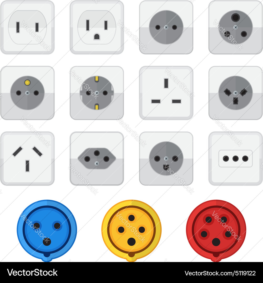 Flat style colored home industrial power socket Vector Image