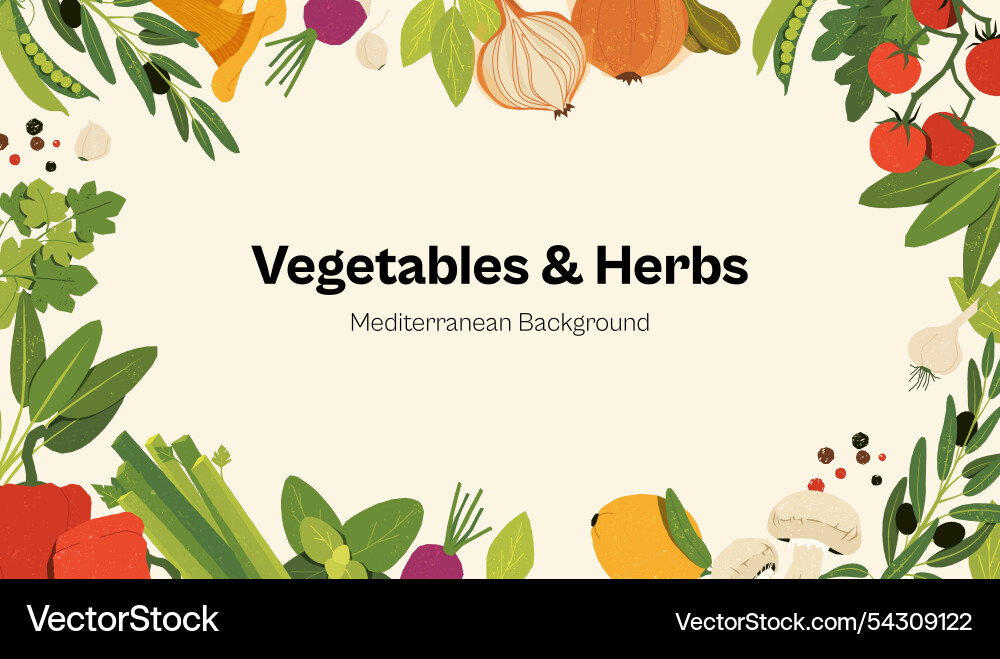 Fresh Cartoon Vegetables Frame Royalty Free Vector Image