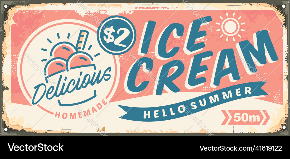 Ice cream retro sign Royalty Free Vector Image