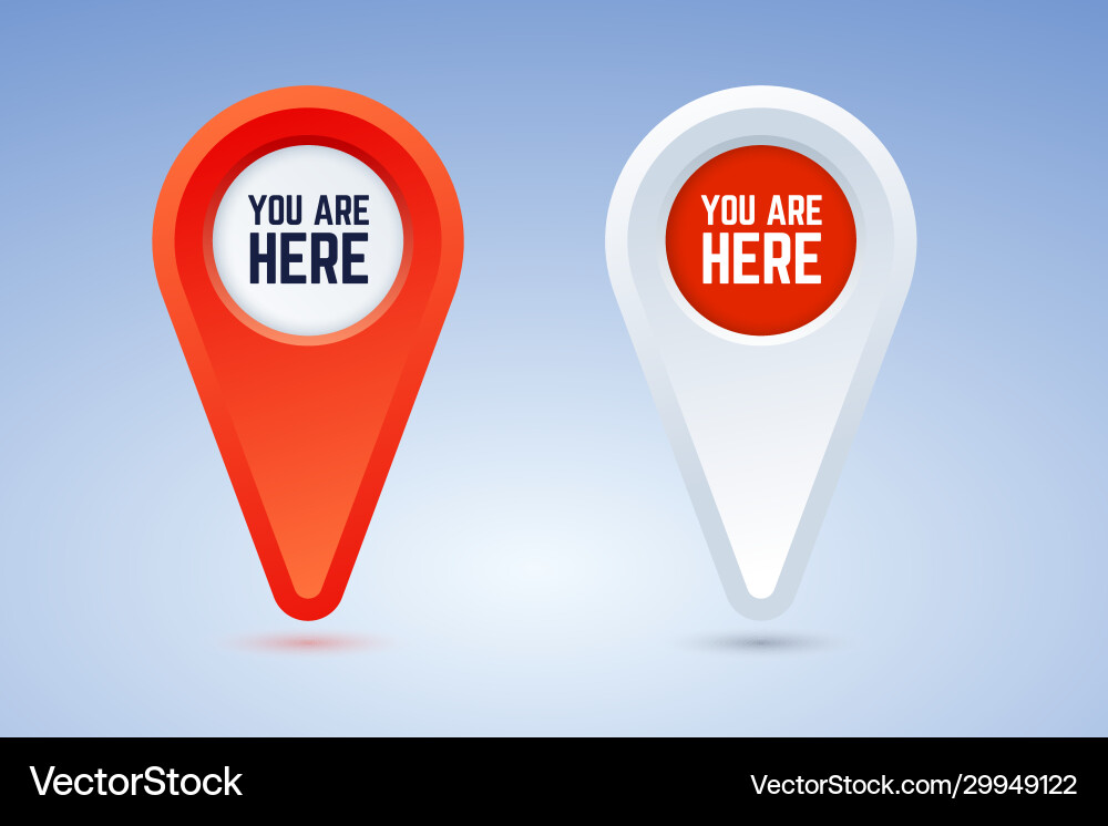 You are here map pins in two Royalty Free Vector Image