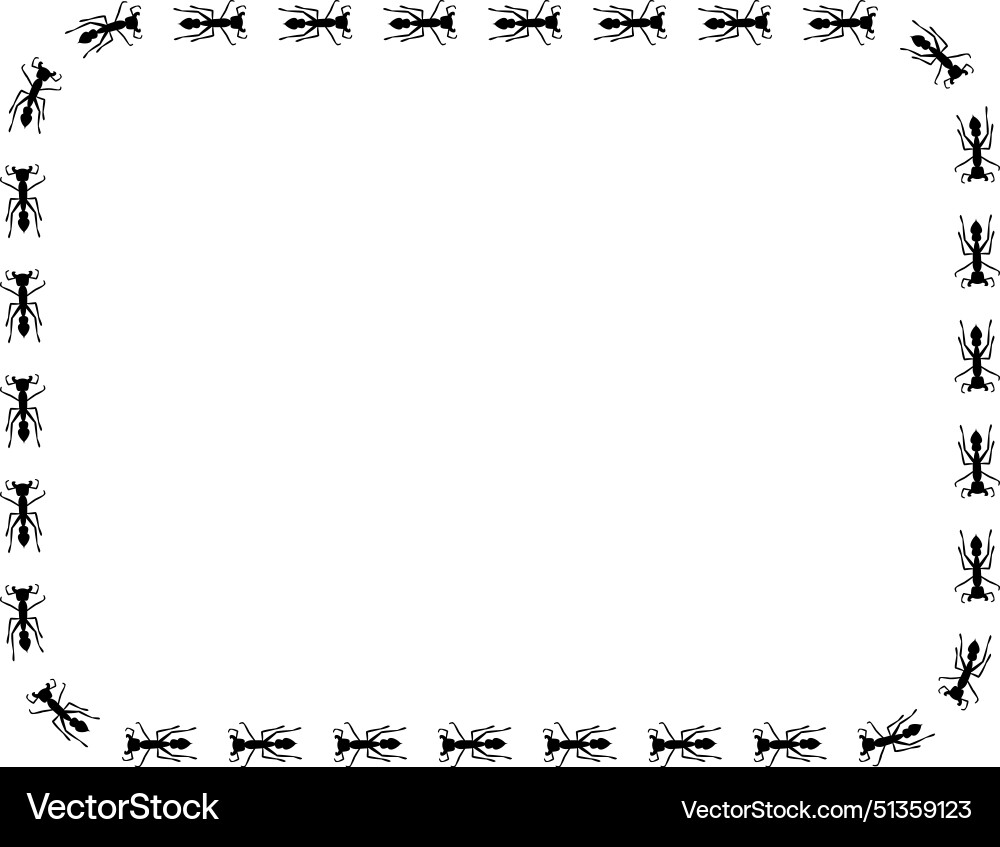 Ant rounded rectangle trail insect Royalty Free Vector Image