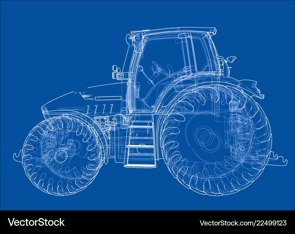 Farm Tractor Blueprint Concept Royalty Free Vector Image