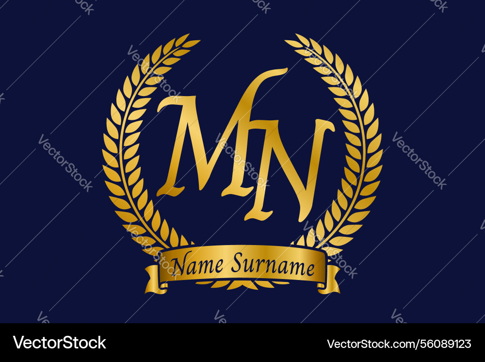 Initial letter m and n mn monogram logo design Vector Image