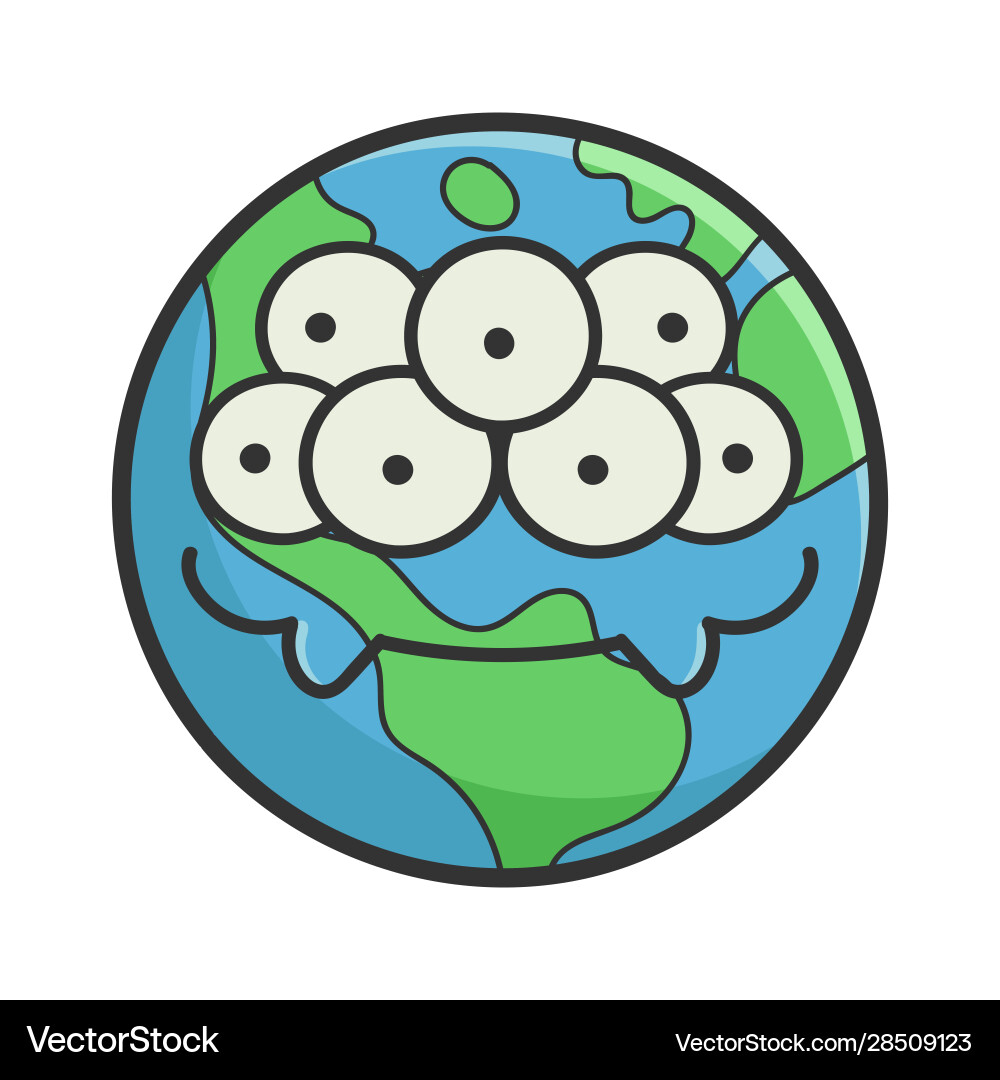 Monster smiling planet earth cartoon Royalty Free Vector