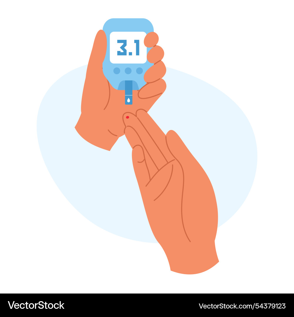 Pricking finger for blood glucose test Royalty Free Vector