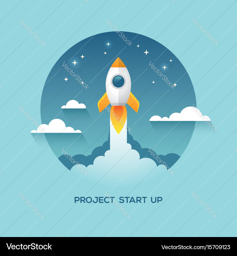 Rocket Launch Startup Royalty Free Vector Image