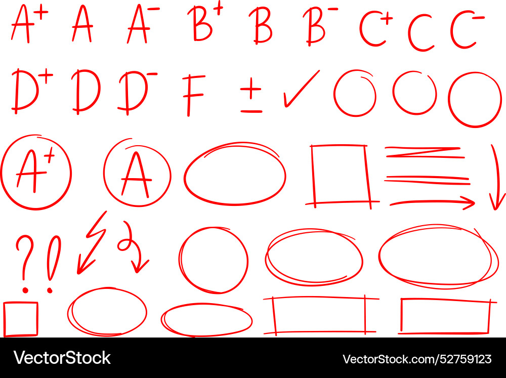 School grades hand drawn doodle notes Royalty Free Vector