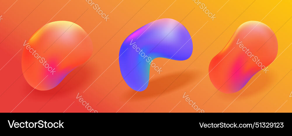 Shapes abstract 3d render bubbles fluid liquid Vector Image