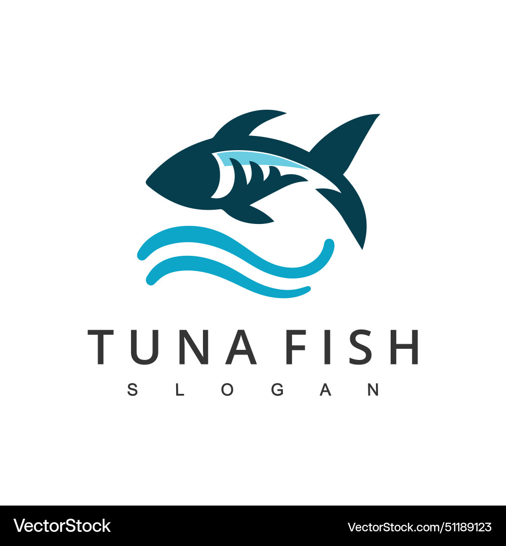 Tuna fish logo design seafood template Royalty Free Vector