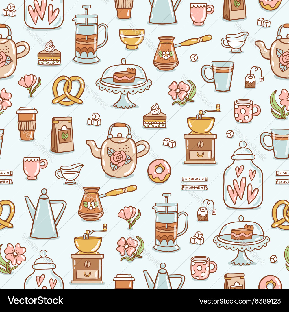 Yummy Tea Pattern - Light Blue Royalty Free Vector Image