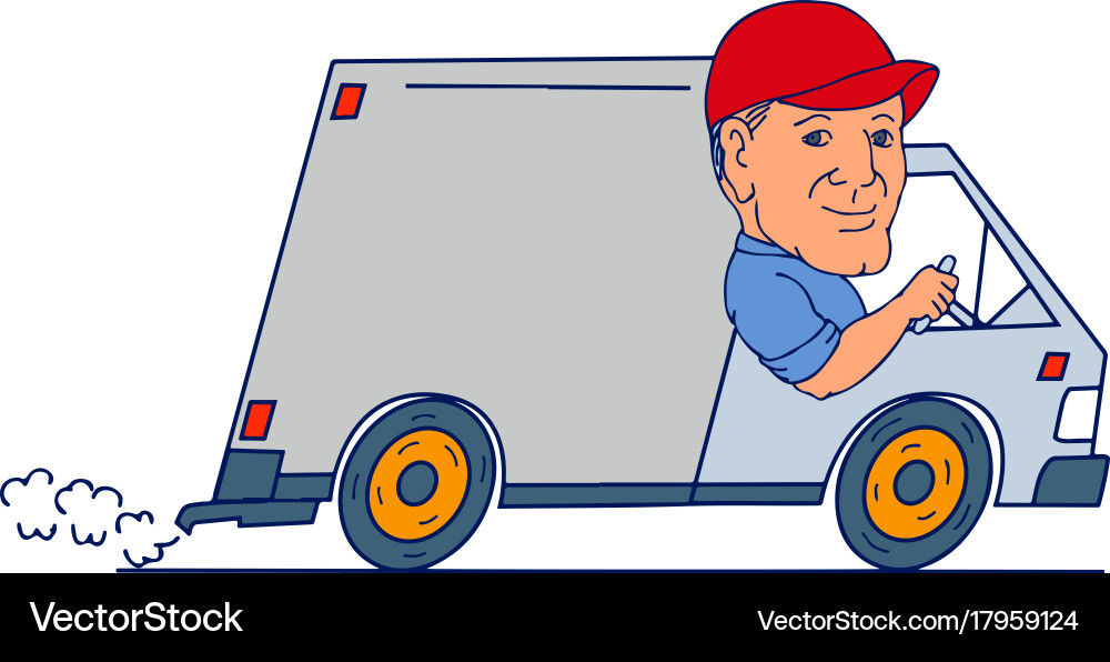 Delivery Driver Cartoon Truck Royalty Free Vector Image