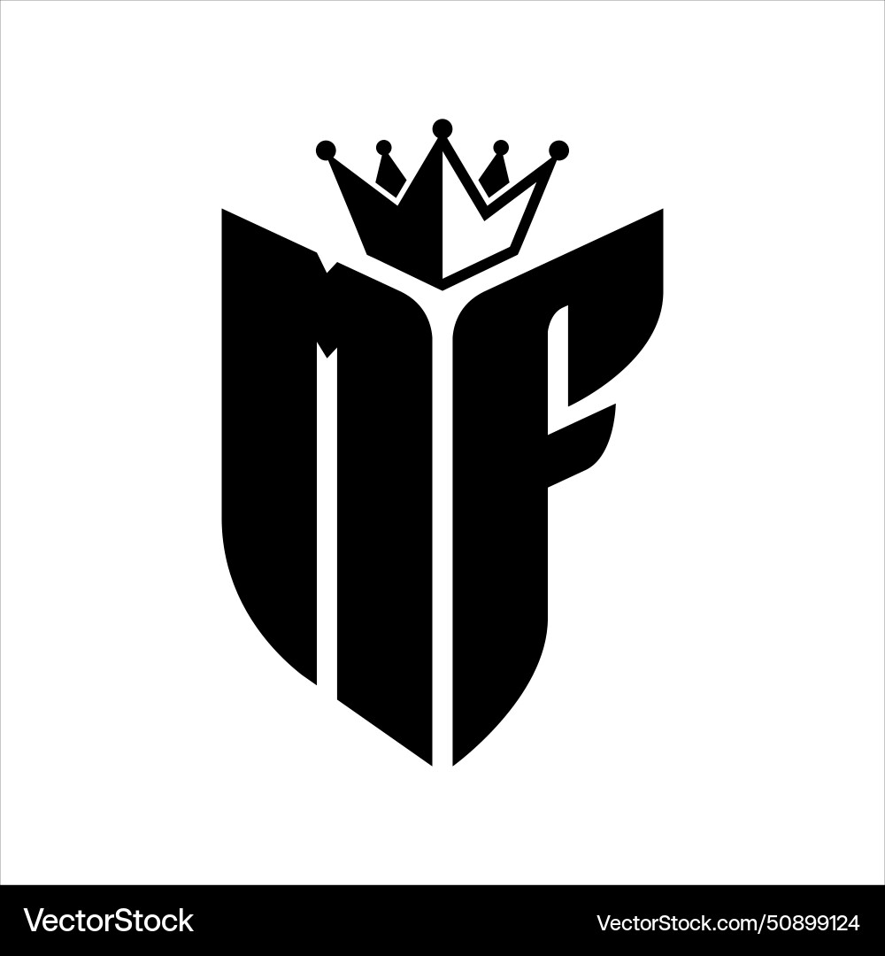 Nf letter monogram with shield shape crown Vector Image