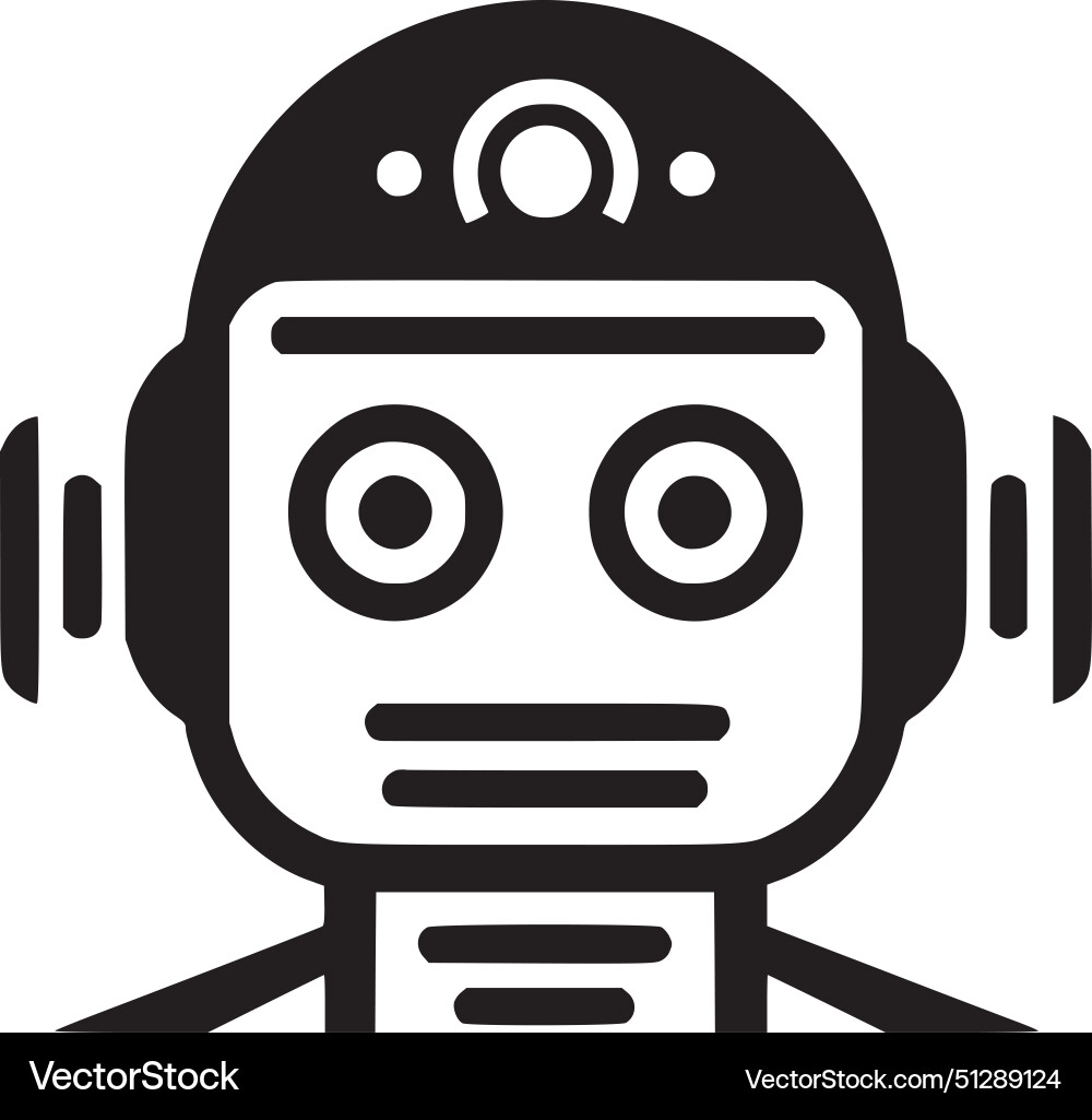 Robot - black and white isolated icon Royalty Free Vector