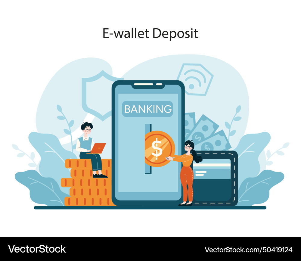 Streamlining finances with digital wallet top-ups Vector Image