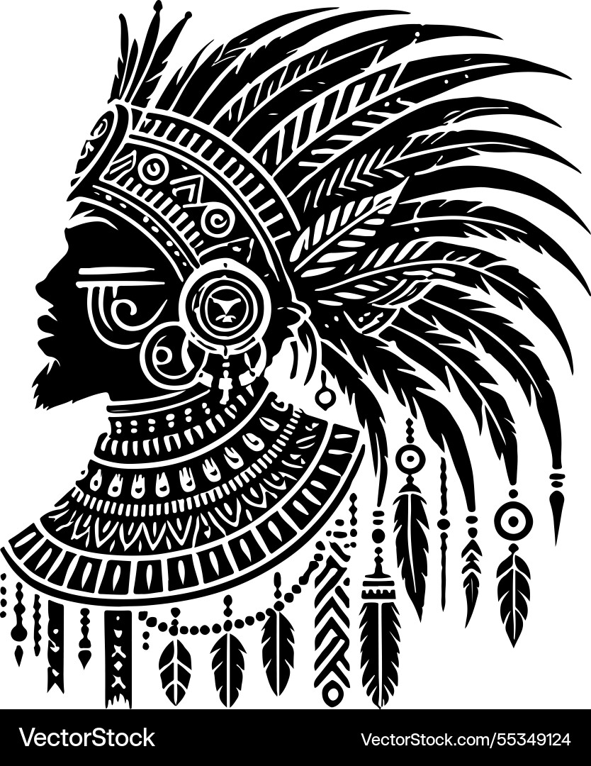 Tribal king silhouette art Royalty Free Vector Image