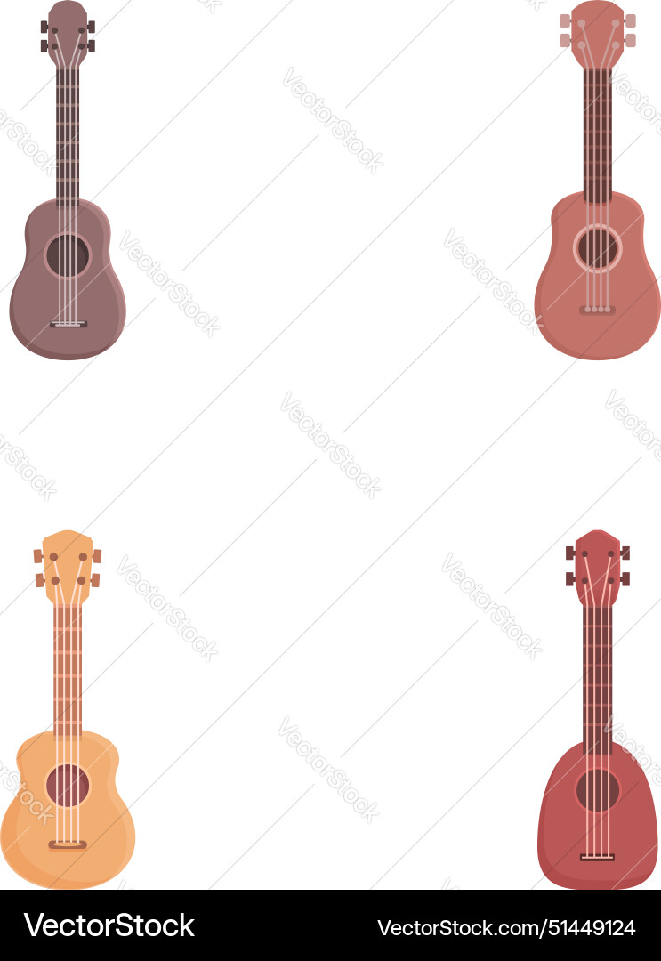 Ukulele guitar icons set cartoon small Royalty Free Vector