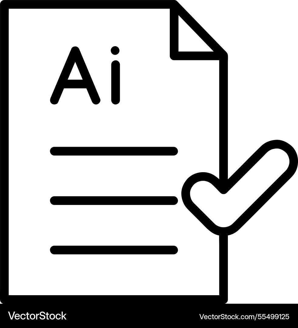 Ai approved document icon Royalty Free Vector Image