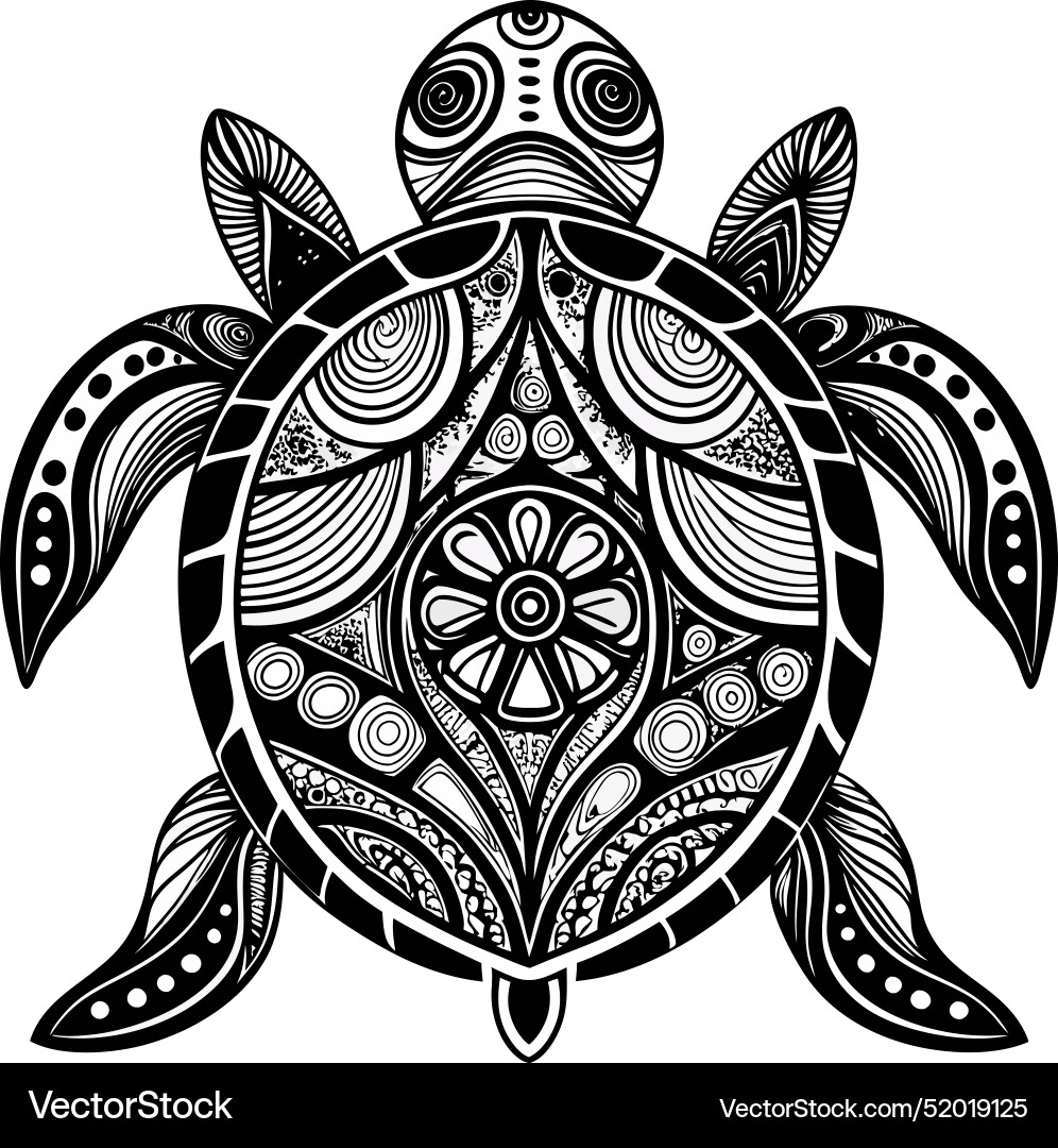 Beautiful turtle mandala arts isolated on white Vector Image