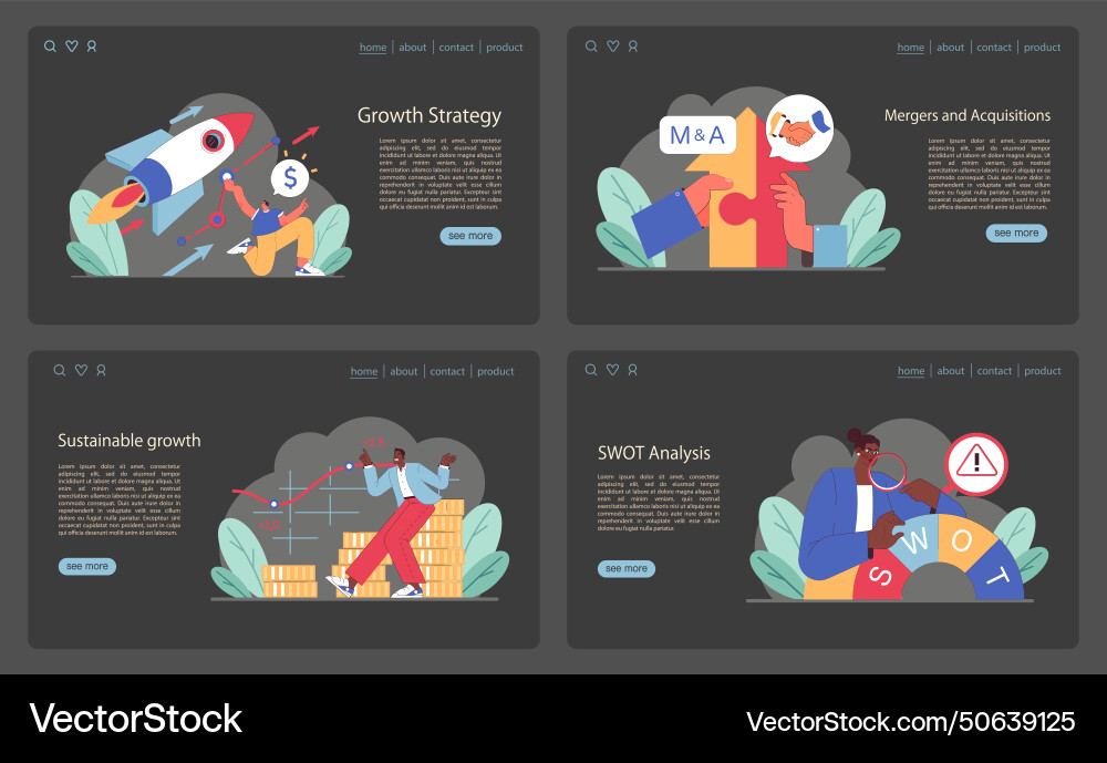Business strategies set Royalty Free Vector Image