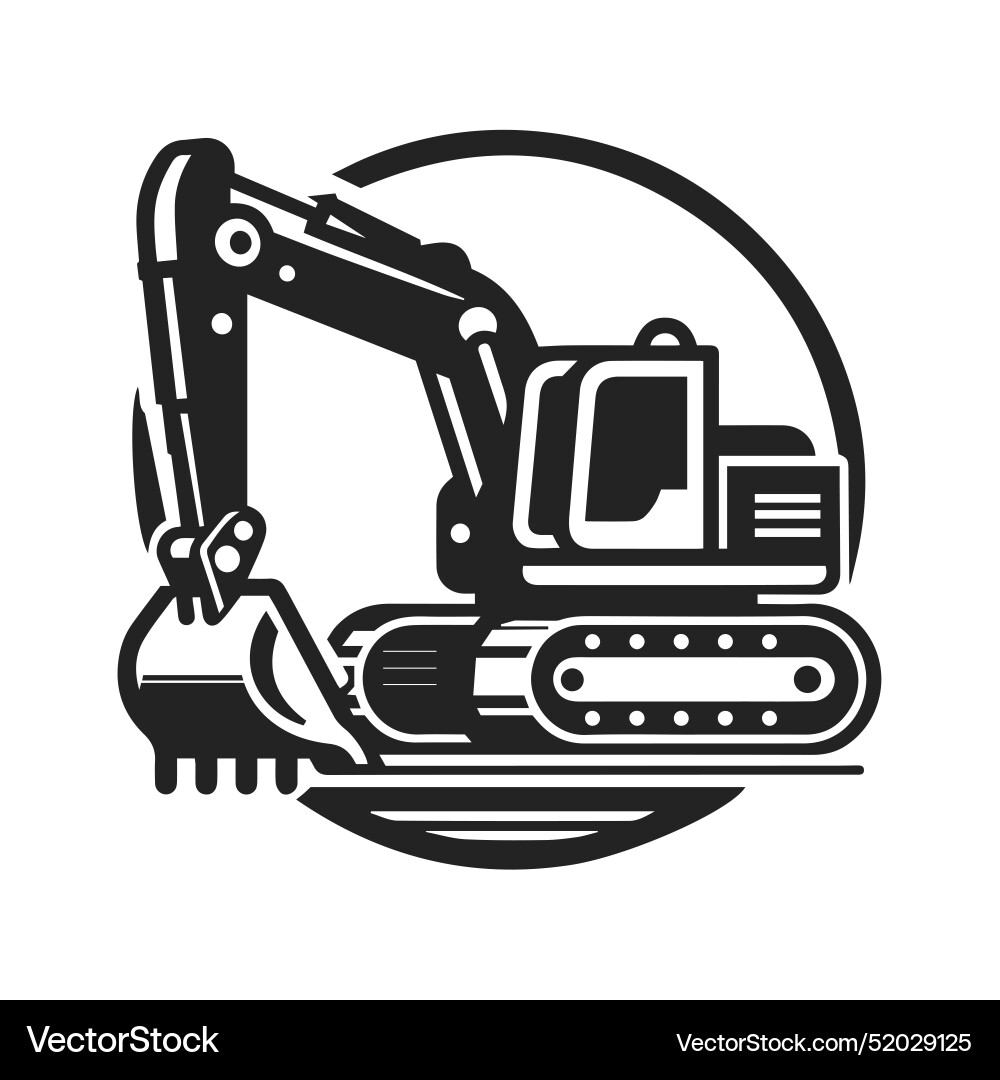 Excavator silhouette icon on white background Vector Image