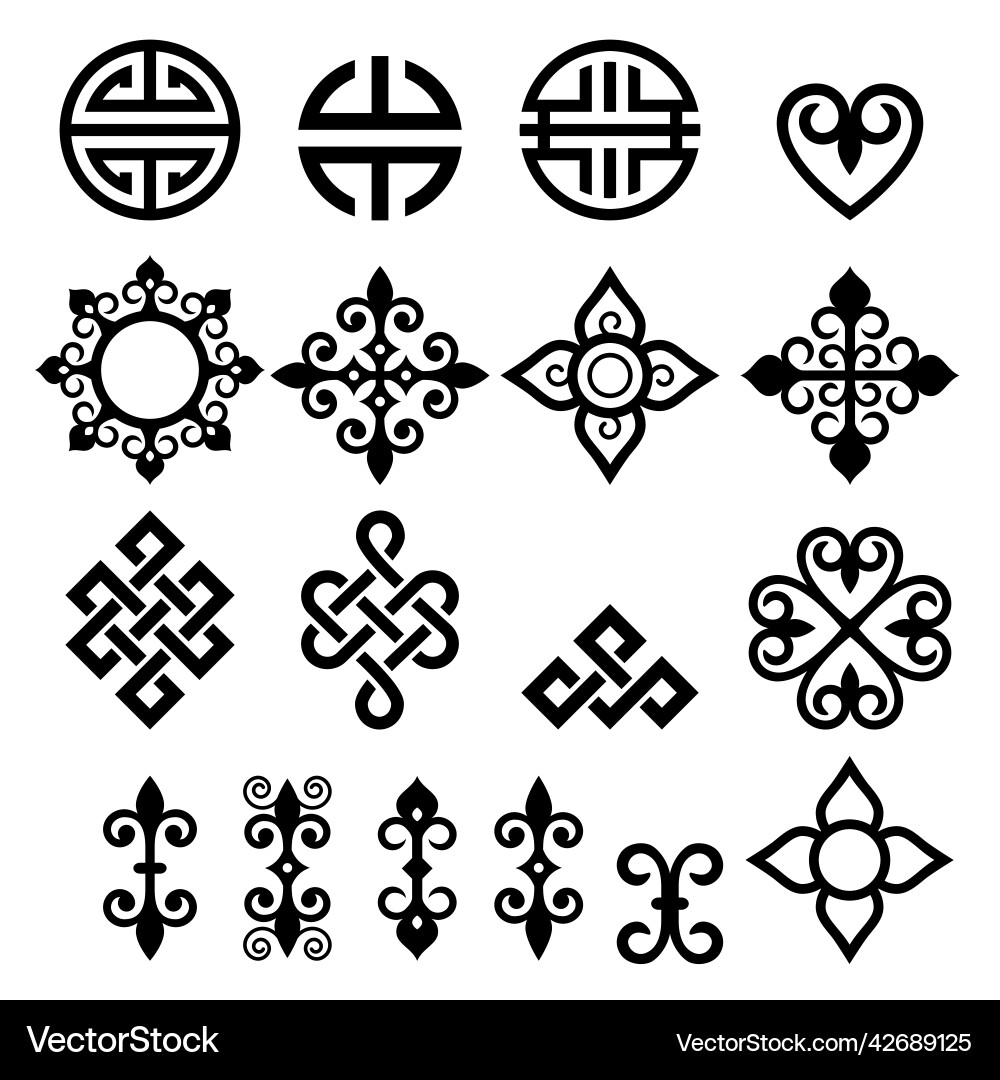 Mongolische traditionelle Design-Elemente setzen w