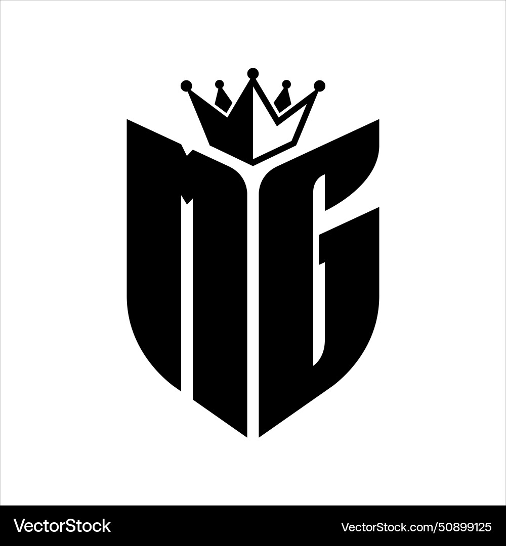 Ng letter monogram with shield shape crown Vector Image