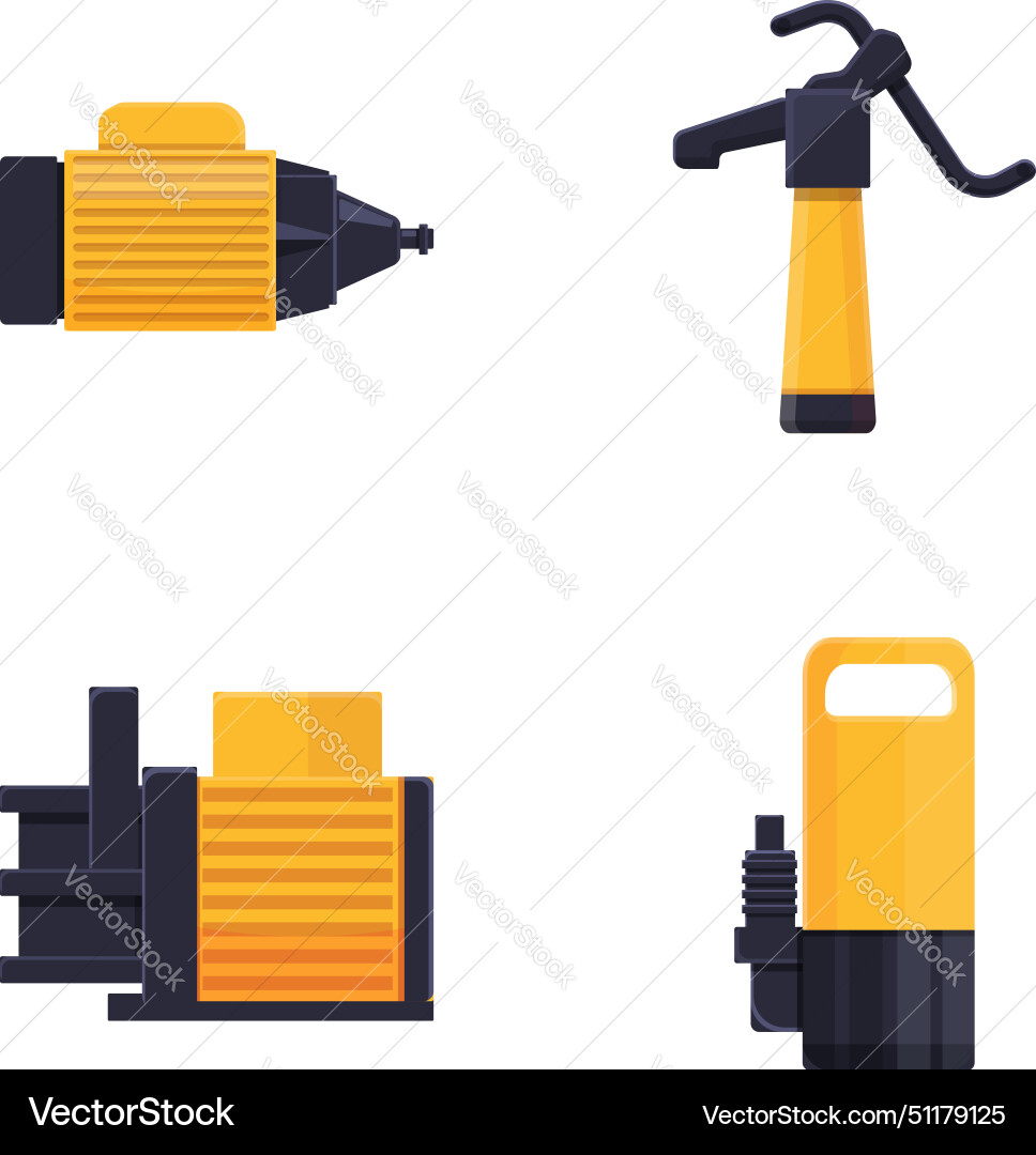 Various pump icons set cartoon water Royalty Free Vector